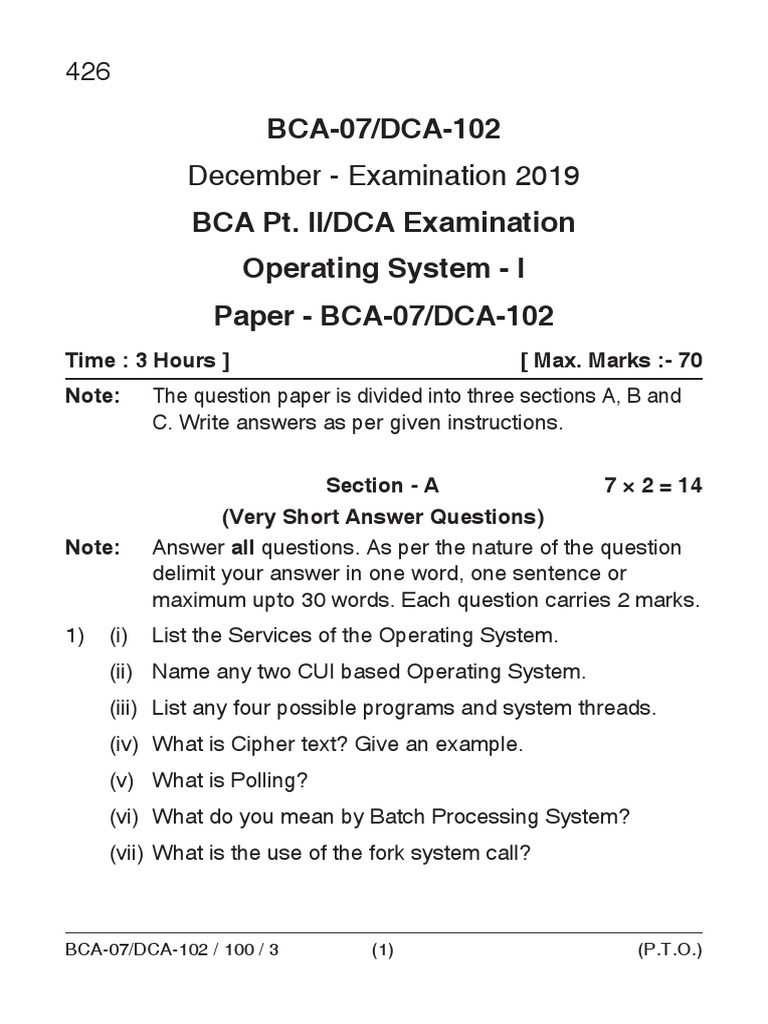 Bca 07 Dca 102 | PDF | Thread (Computing) | Operating System Bca 07 Dca 102 | PDF | Thread (Computing) | Operating System
