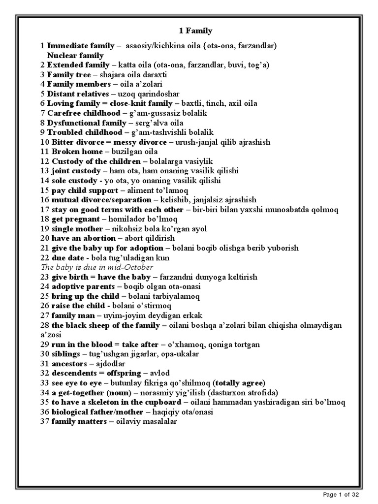All Collacations Translate To Uzbek Language | PDF | Academic Degree ...