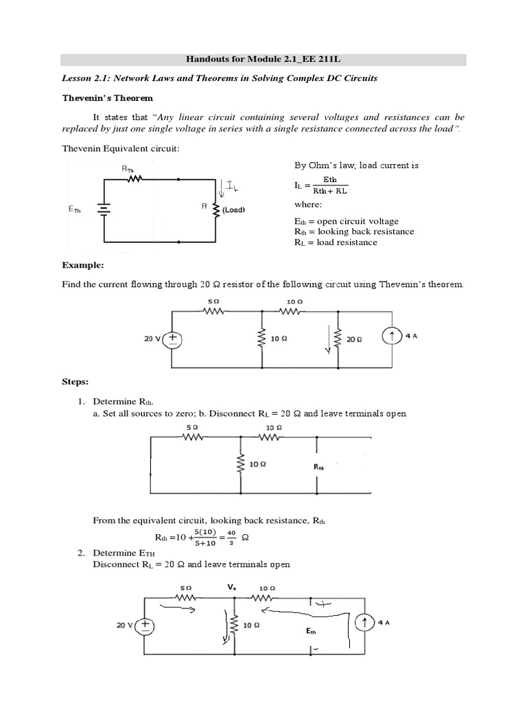 Handouts For Module 2.1 - EE211 | PDF | Electrical Network | Series And ...