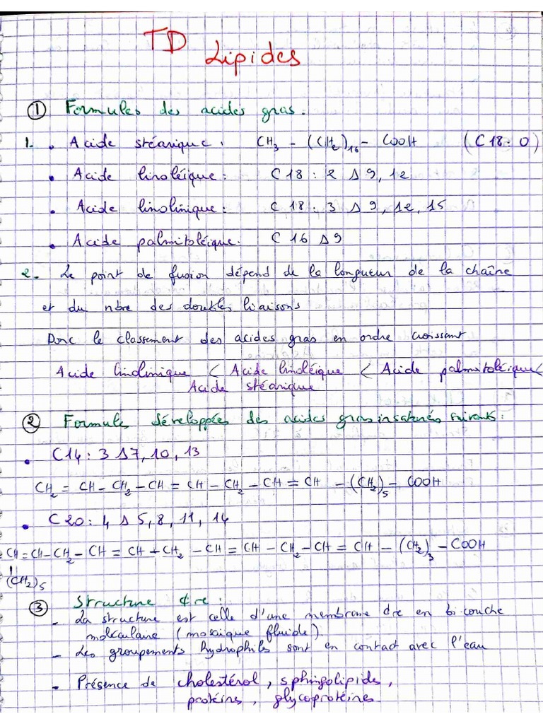 Correction TD Lipides Biochimie | PDF