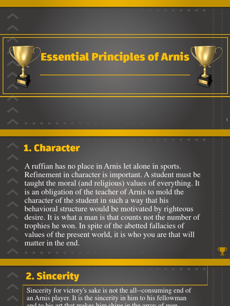 Essential Principles of Arnis | PDF | Etiquette | Social Institutions