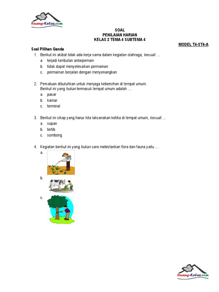 PH Kelas 2 SD Tema 4 Sub Tema 4 Tipe A & B Tahun 2021-2022 | PDF | Karier & Perkembangan ...
