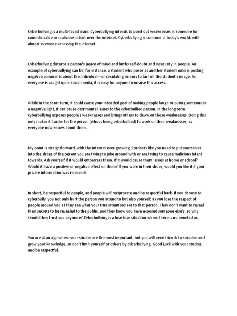 Cyber Bullying Speech | PDF