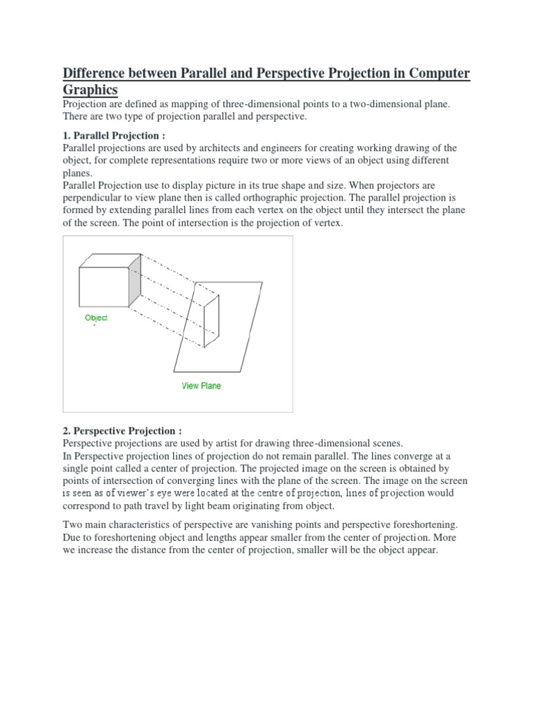 Difference Between Parallel and Perspective Projection in Computer ...
