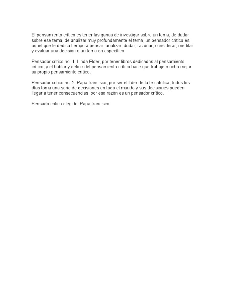 Pensamiento Critico | PDF