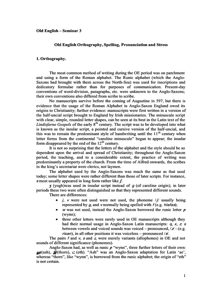 Old English | PDF | Orthography | Linguistics