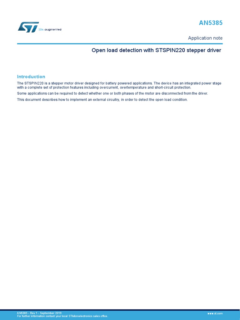 An5385 Open Load Detection With Stspin220 Stepper Driver Stmicroelectronics | PDF | Detector ...