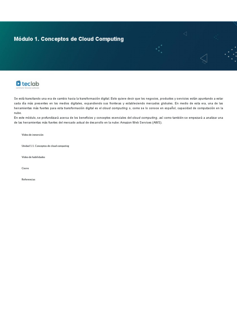 Módulo 1. Conceptos de Cloud Computing | PDF | Computación en la nube ...