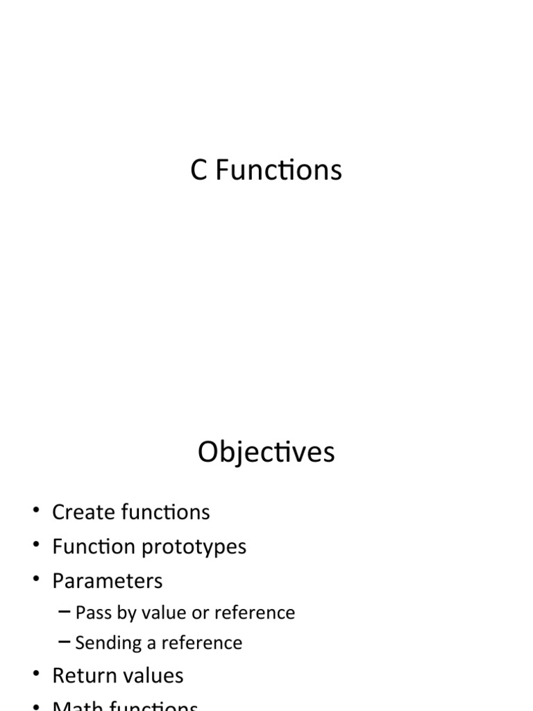 C Functions Pdf Subroutine Parameter Computer Programming