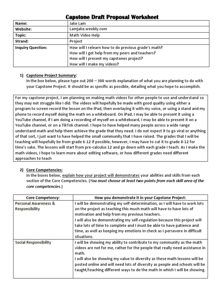CLC 12 - Capstone Draft Proposal Worksheet | PDF | Teaching Method ... CLC 12 - Capstone Draft Proposal Worksheet | PDF | Teaching Method ...