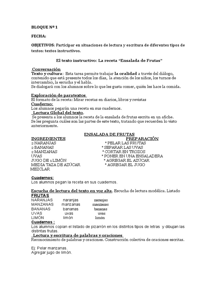 PLG - 3° - Texto Instructivo 01 | PDF | Receta