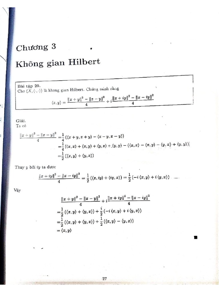 Bài Tập Chương 3. Không Gian Hilbert | PDF
