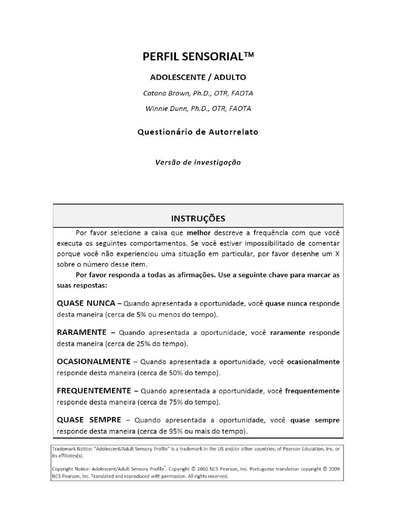 Perfil Sensorial Adultos | PDF