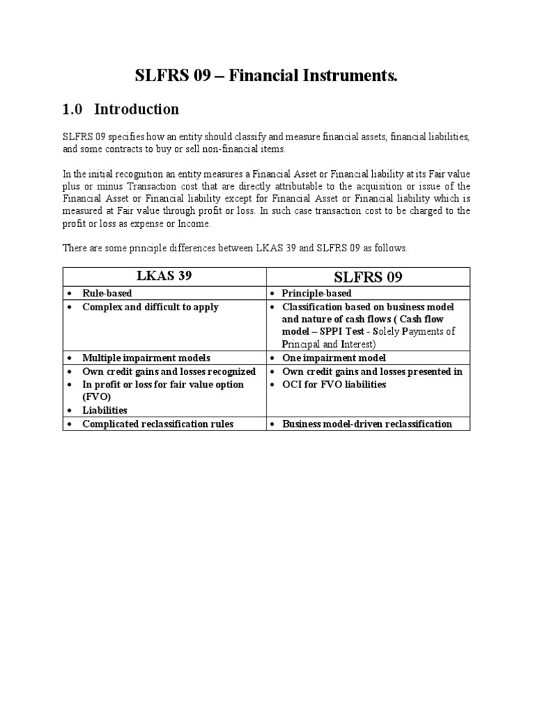 Slfrs 09 | PDF | Fair Value | Loans