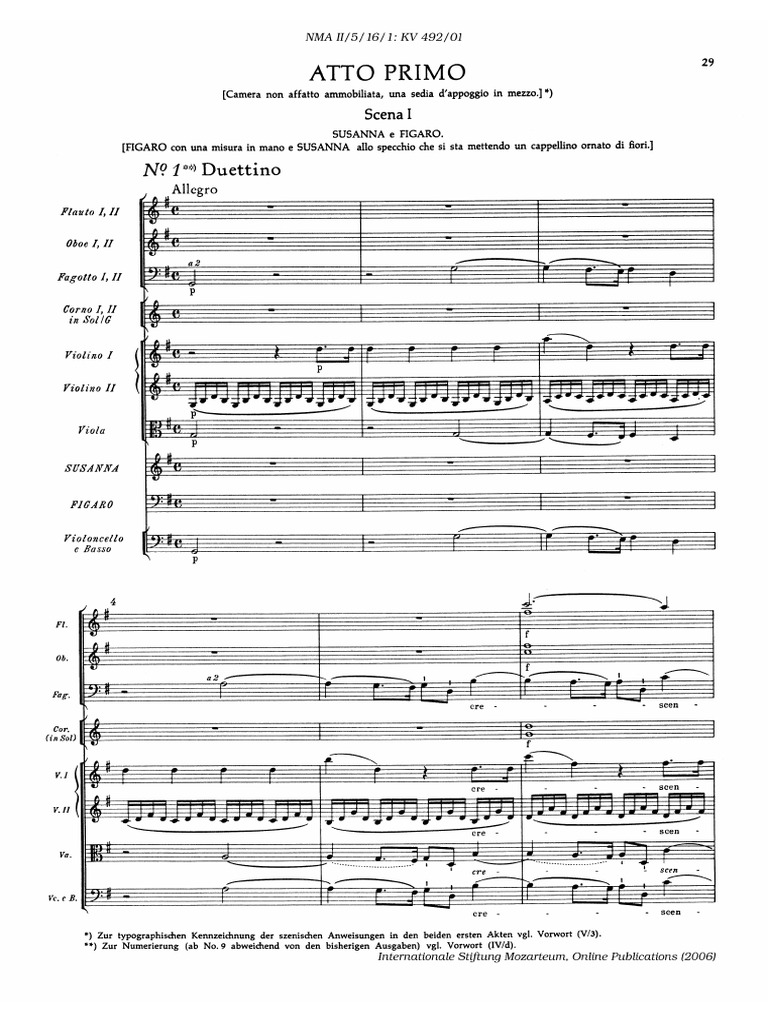Mozart Le Nozze Di Figaro Duetto Dieci, Venti... Partitura | PDF