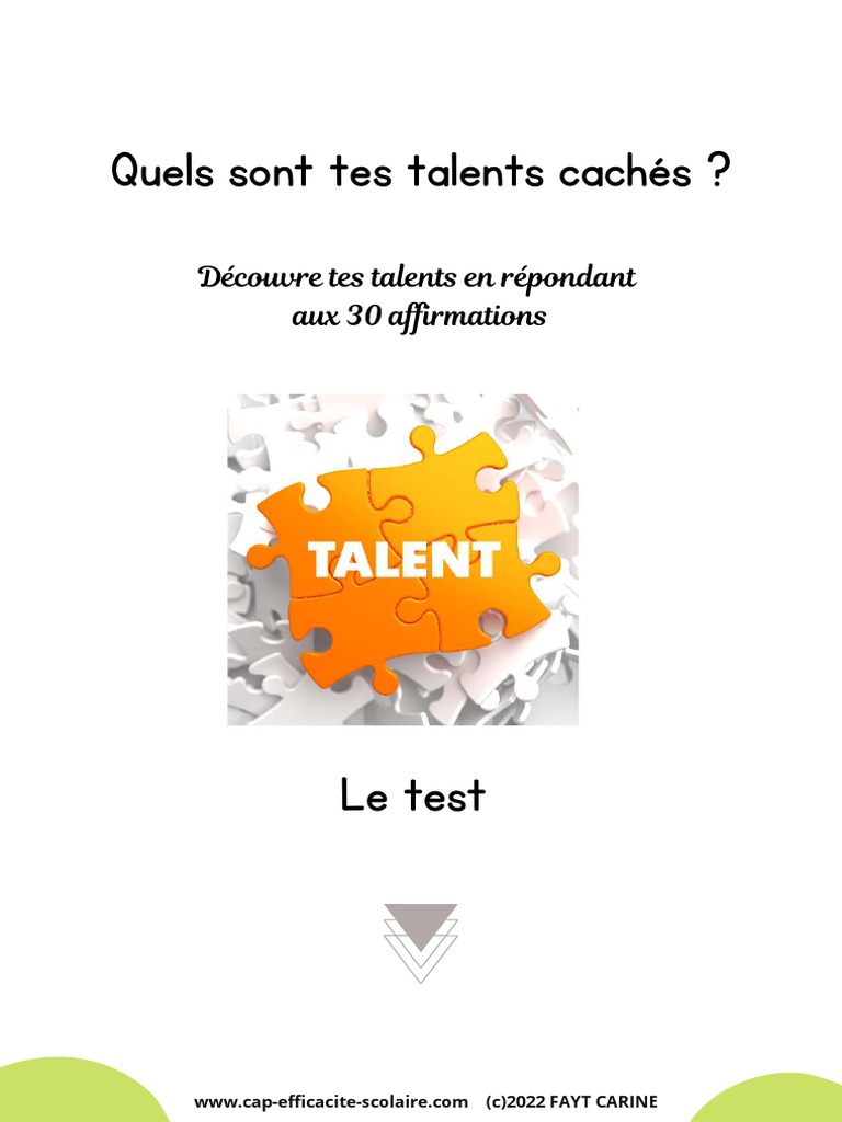 Test Quels Sont Tes Talents Caches | PDF | Évolution de carrière | Affaires