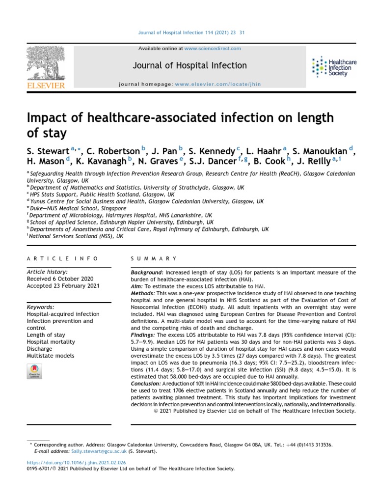 Stewart Et Al 2021 - Impact of HAIs On Length of Stay | PDF | Patient ... Stewart Et Al 2021 - Impact of HAIs On Length of Stay | PDF | Patient ...