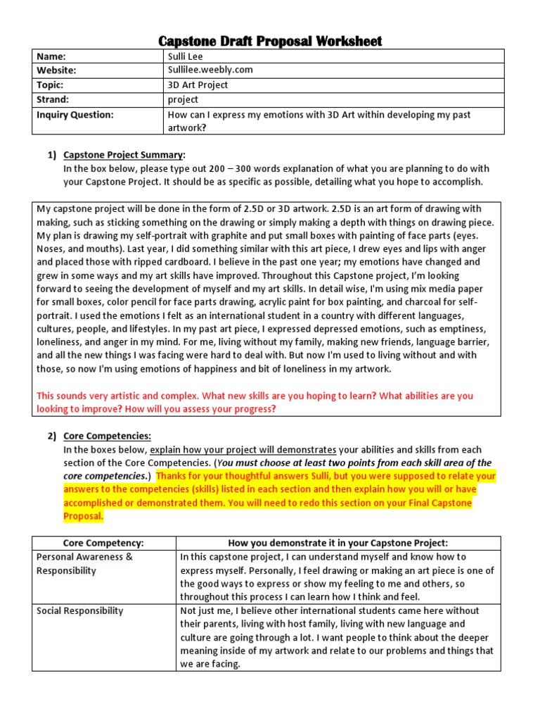 CLC 12 - Capstone Draft Proposal Worksheet | PDF | Feeling | Emotions