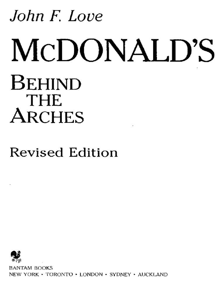 McDonalds Behind The Arches (John F. Love) | PDF