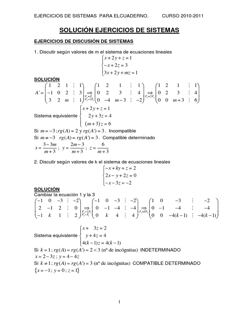 Ejercicios Tema 2 | PDF | Sistema de ecuaciones lineales | Ecuaciones