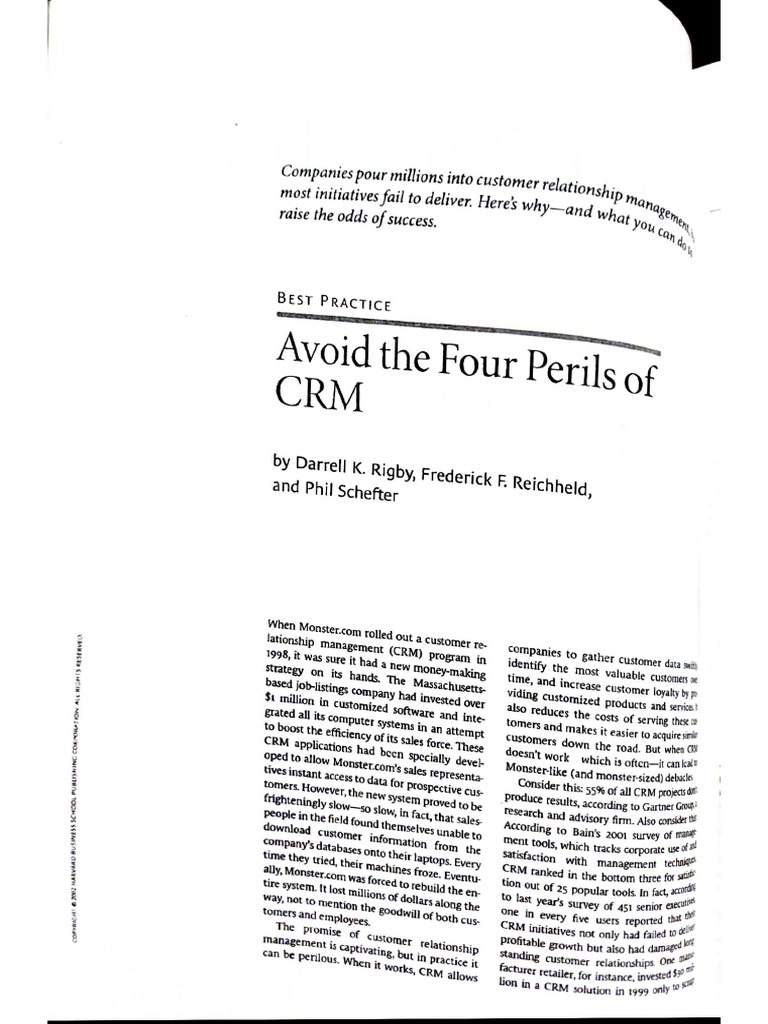CRM - Avoid 4 Perils of CRM | PDF