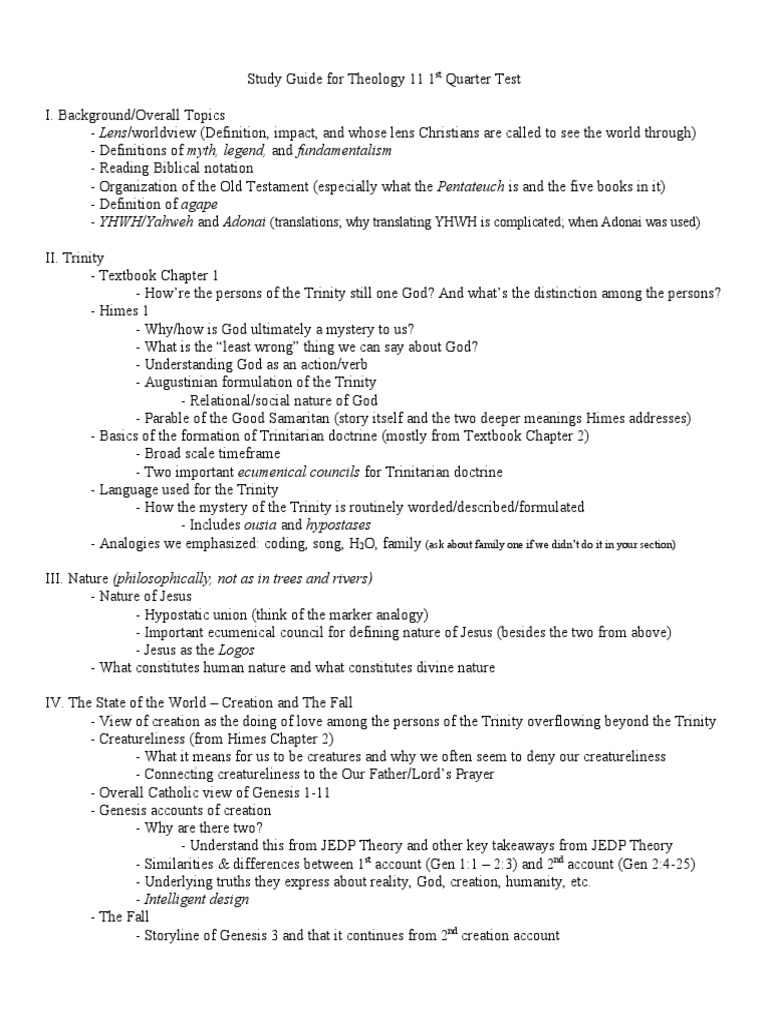 Study Guide 1st Test Himes 1-2 - Textbook 1-2 - Genesis 1-3 | PDF ...