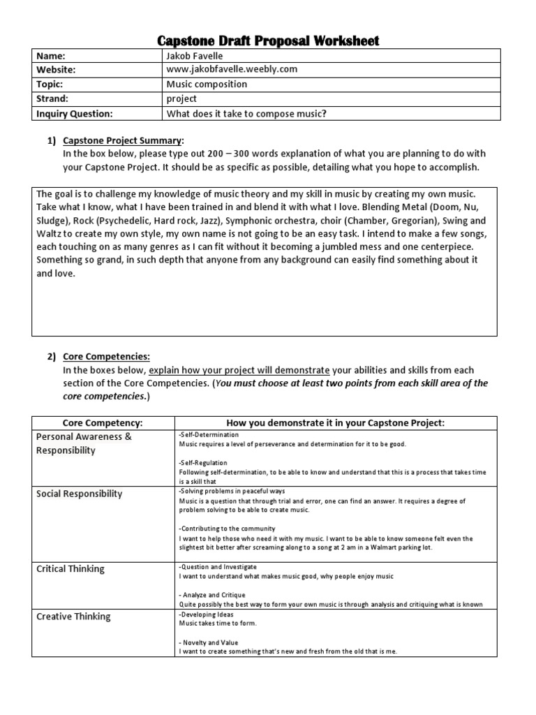 CLC 12 - Capstone Draft Proposal Worksheet | PDF | Thought | Critical Thinking