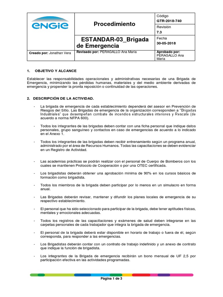 Procedimiento Brigada de Emergencia | PDF