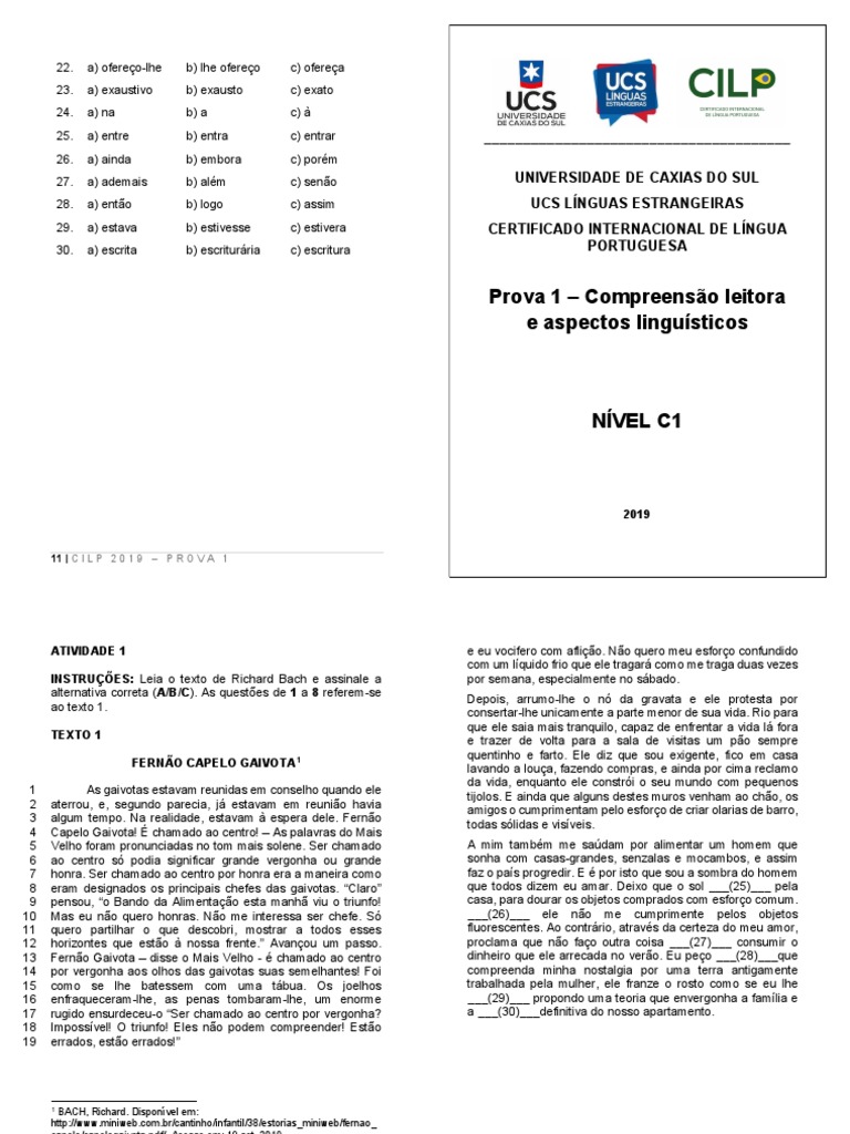 C1 - Prova 1 CL 2019 | PDF | Dinheiro | Caixa eletrônico