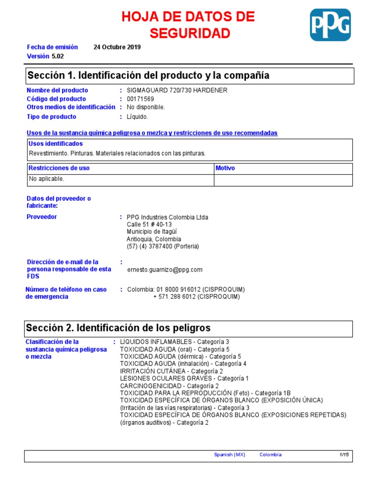 Sigmaguard 720-730 Hardener | PDF | Química