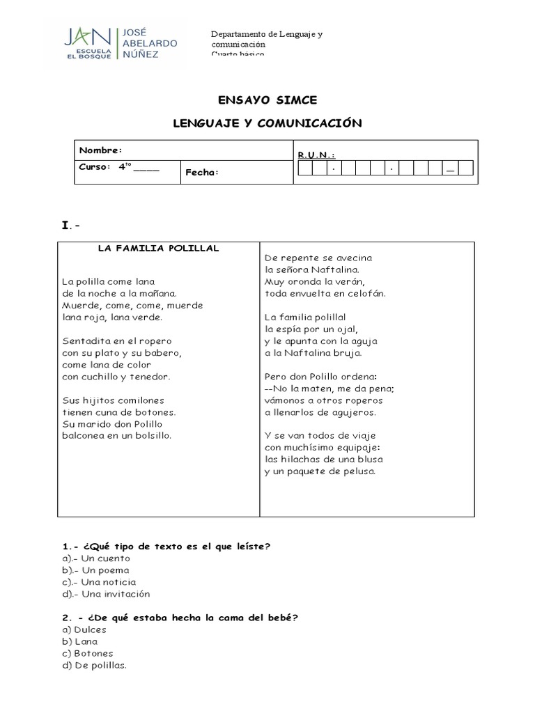 1° Ensayo SIMCE | PDF | Aves