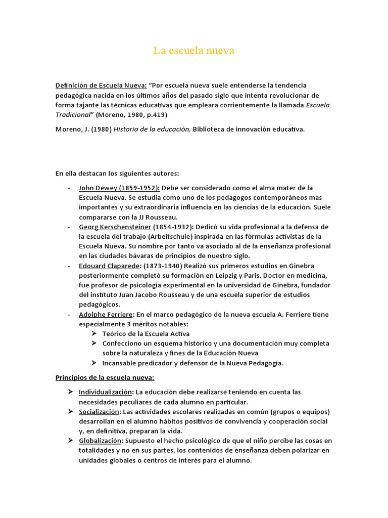 La Escuela Nueva: Orígenes, principios y repercusiones de una ...