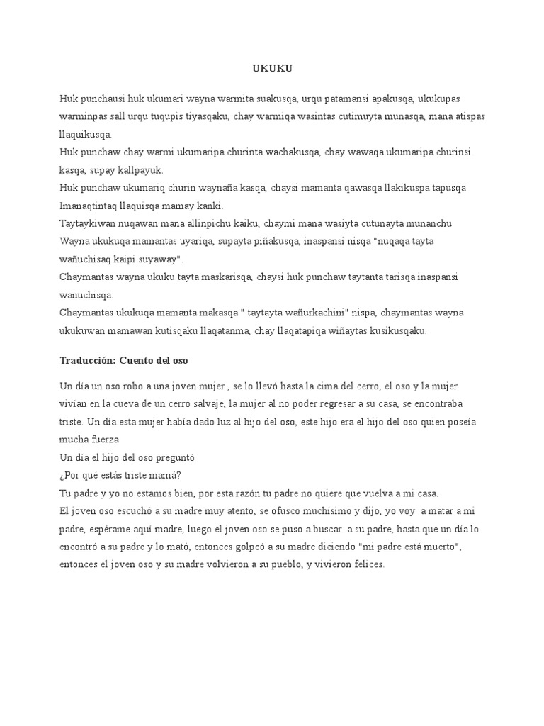 Cuentos en Quechua | PDF Cuentos en Quechua | PDF