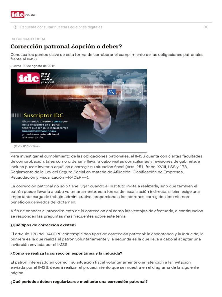 Corrección Patronal ¿Opción o Deber - IDC | PDF | Business | Economias