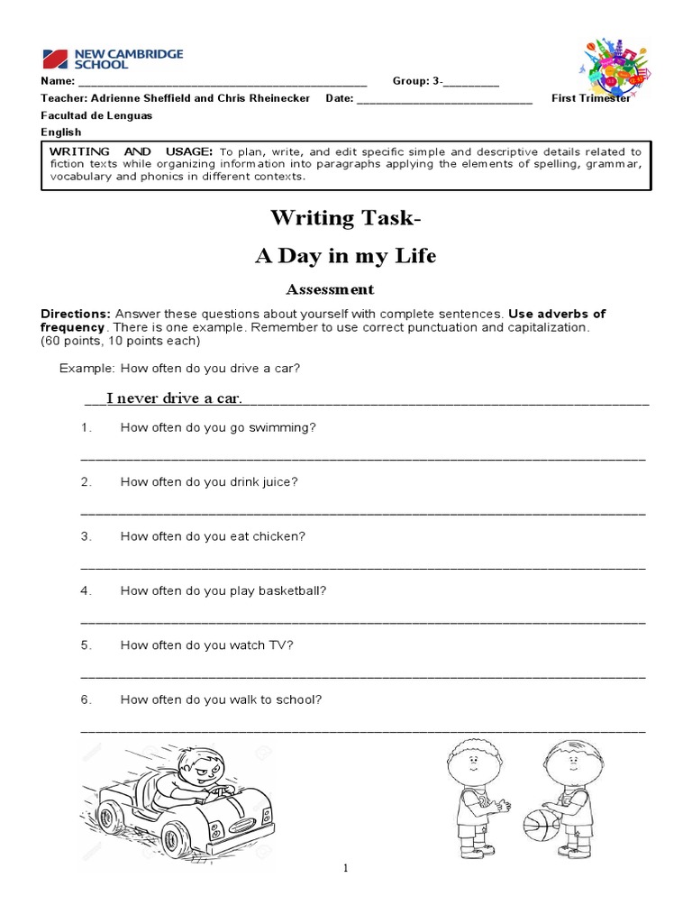 Writing Task - A Day in My Life | PDF | Grammar | Cognition