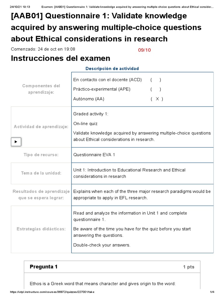 Ethical Research Quiz: Validate Knowledge | PDF | American ...