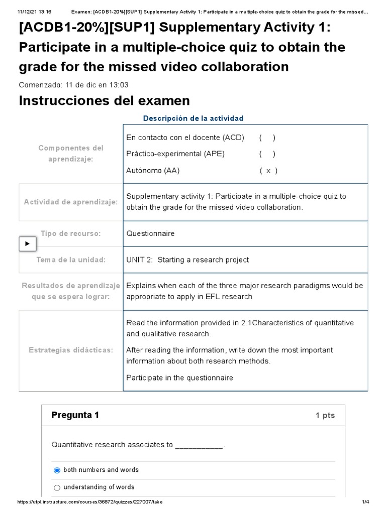 Quiz on Research Methods in EFL | PDF | Quantitative Research ...