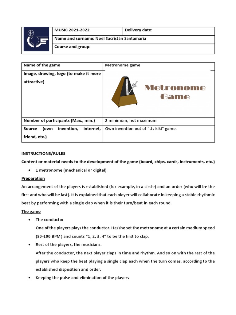 Keeping the Beat: A Metronome Coordination Game | PDF | Tempo | Rhythm
