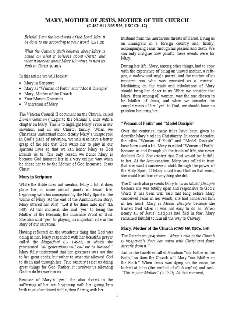 HAND OUTS ON MARY | PDF | Mary, Mother Of Jesus | Rosary