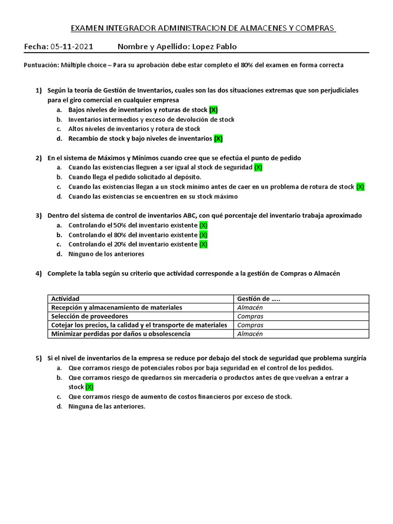 Examen de Administracion de Inventarios y Compras | PDF | Inventario | Obtención
