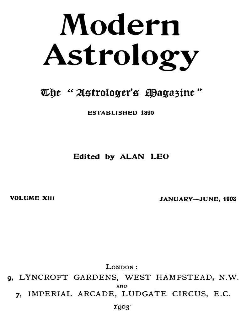 1903 Alan Leo Modern Astrology Magazine Vol.13 | PDF | Soul | Mind