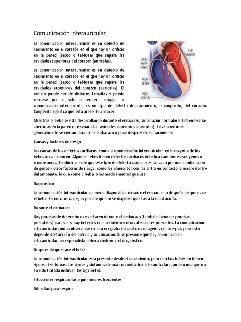 Tarea 3 - Cardiologia-Comunicación Interauricular | PDF | Corazón ...