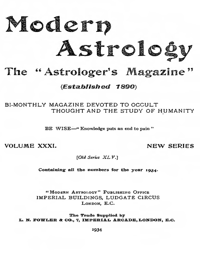 1934 Alan Leo Modern Astrology Magazine Vol.31 | Download Free PDF ...