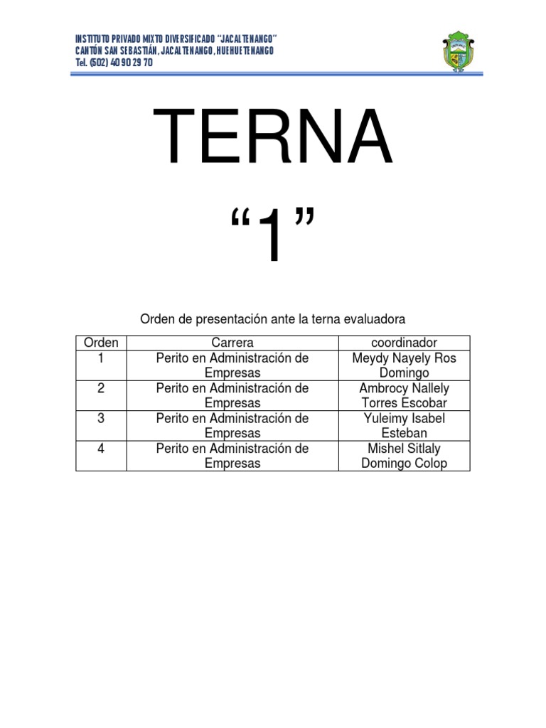 ORDEN DE PRESENTACION ANTE Ternas | PDF