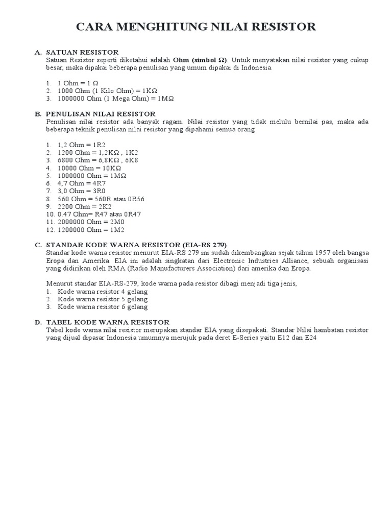 Cara Menghitung Nilai Resistor | PDF