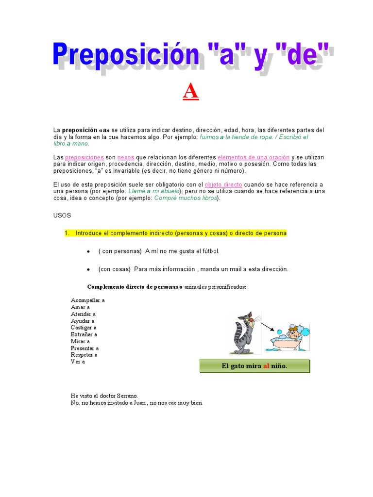 Preposicion A y de Flash Card Guias de Gramatica 62368 | PDF | Objeto ...