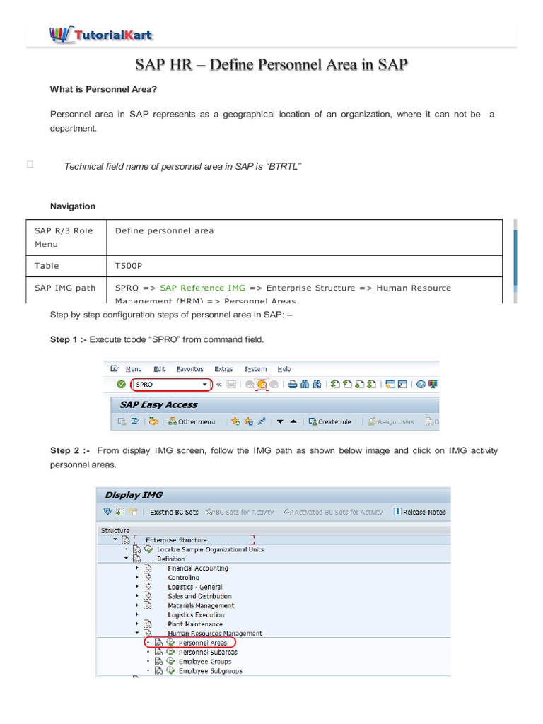 Defining Personnel Area in SAP HCM | PDF | Human Resource Management ...