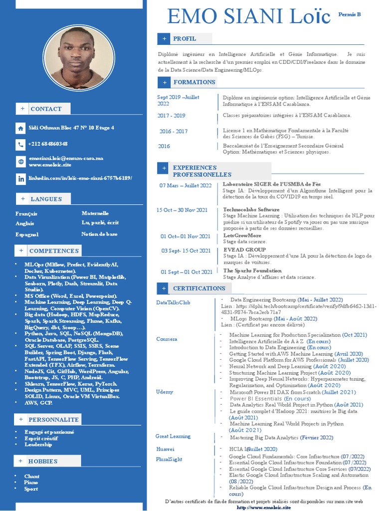 Emo Siani Loic-Cv | PDF | Intelligence artificielle | Intelligence (IA) et sémantique