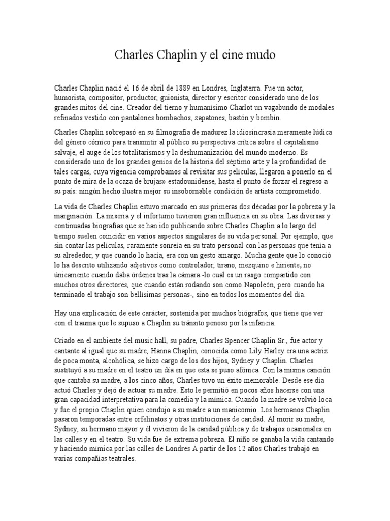 Charles Chaplin Cine Mudo | PDF | Charlie Chaplin | Película muda