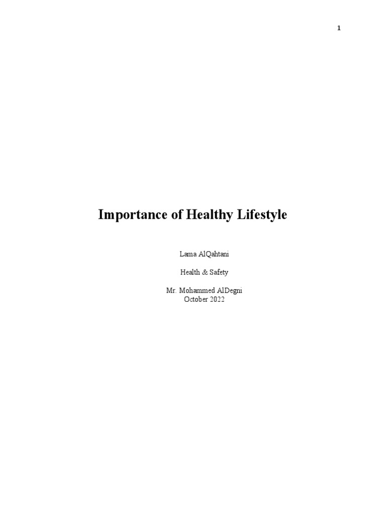 Benefits of a Healthy Lifestyle | PDF | Healthy Diet | Obesity